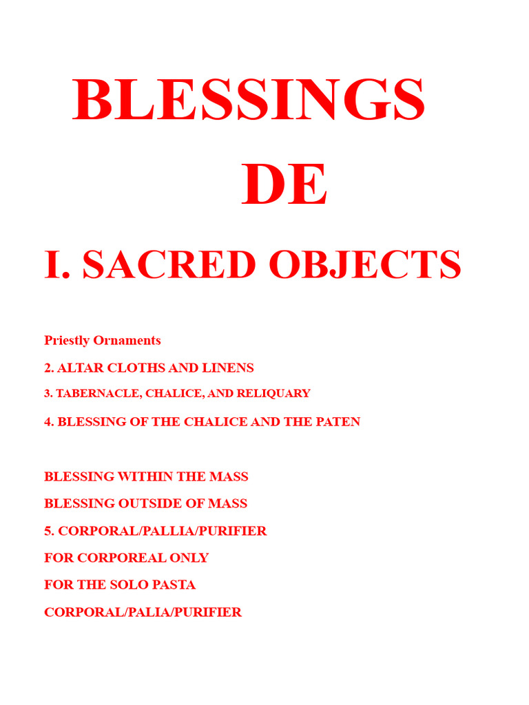 Blessings for Sacred Objects and Utensils | PDF | Eucharist | Altar