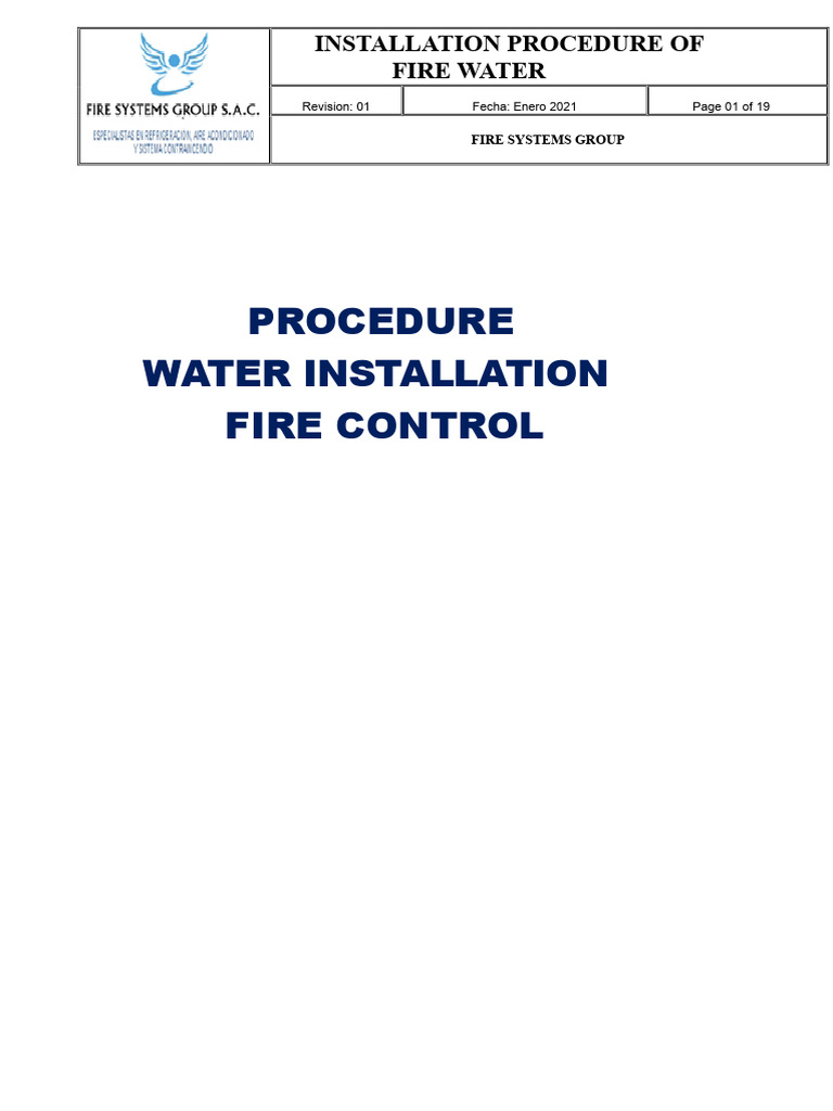 Fire Water Installation Procedure Guide | PDF | Leak | Pipe (Fluid ...
