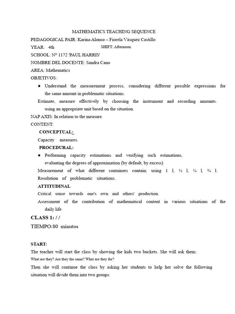 Teaching Sequence of Mathematics 4th grade | PDF