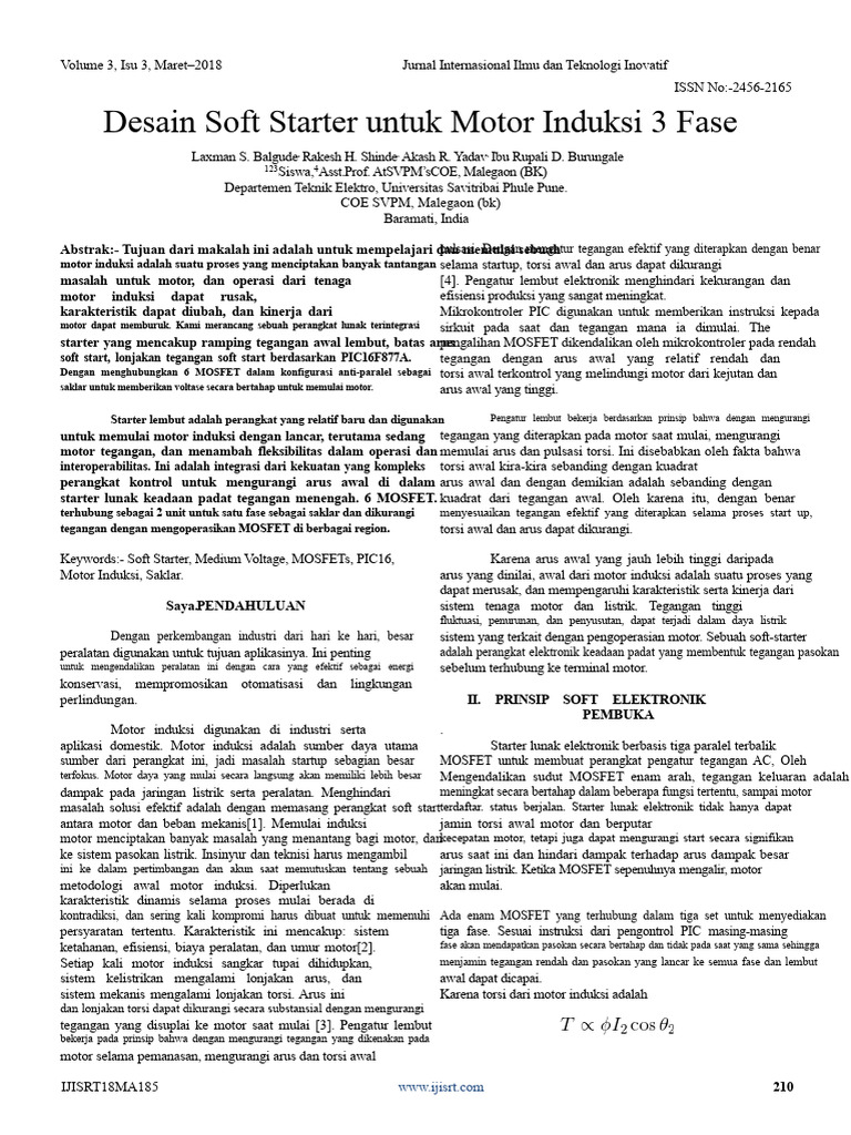 Desain Soft Starter Motor Induksi 3 Fase | PDF