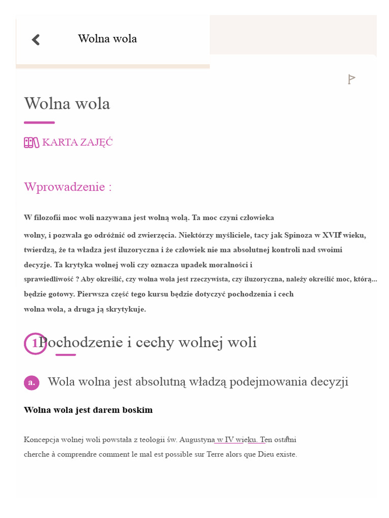 Kurs filozofii Wolna wola | PDF