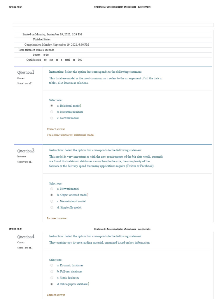 Database Conceptualization Questionnaire | PDF | Databases | Relational ...