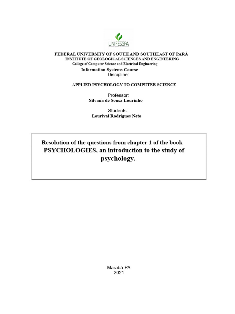 Activity Chapter 1 - Psychology | PDF | Knowledge | Science