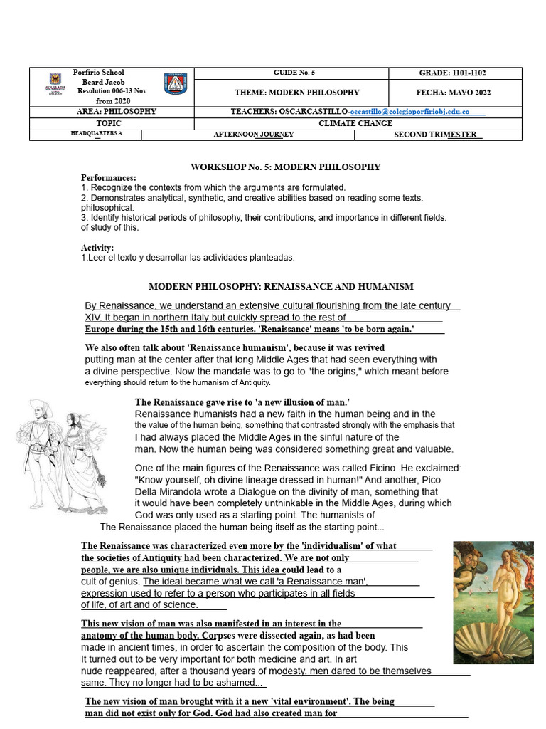 Workshop 5 Philosophy - Grade 11 | PDF | Niccolò Machiavelli | Renaissance