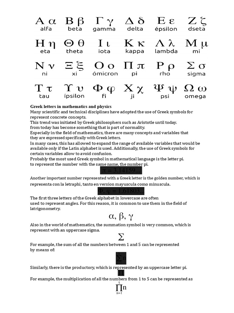 Greek letters in mathematics and physics.docx | PDF | Greek Alphabet ...