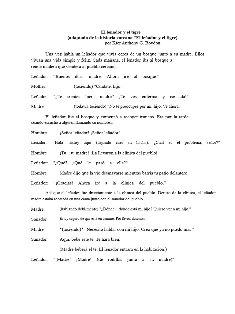 El leñador y el tigre: una fábula familiar | PDF