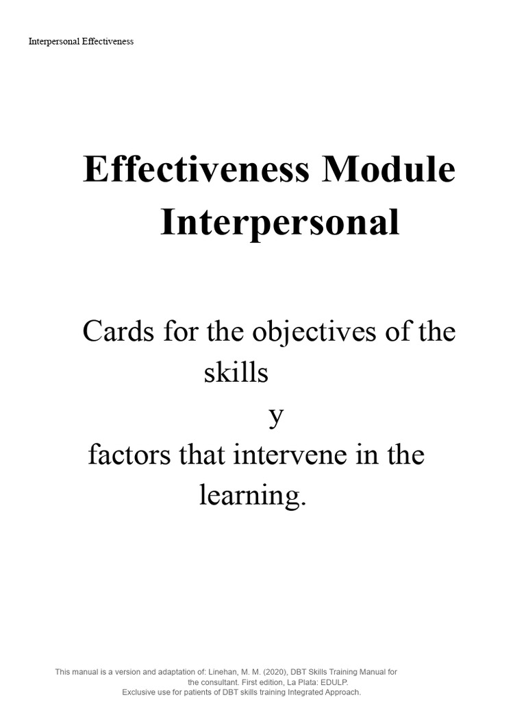 M5.Interpersonal Effectiveness Skills.pdf | PDF | Dialectical Behavior ...