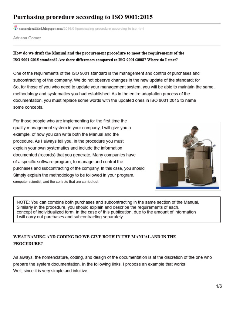 ISO 9001:2015 Purchasing Procedure Guide | PDF | International ...