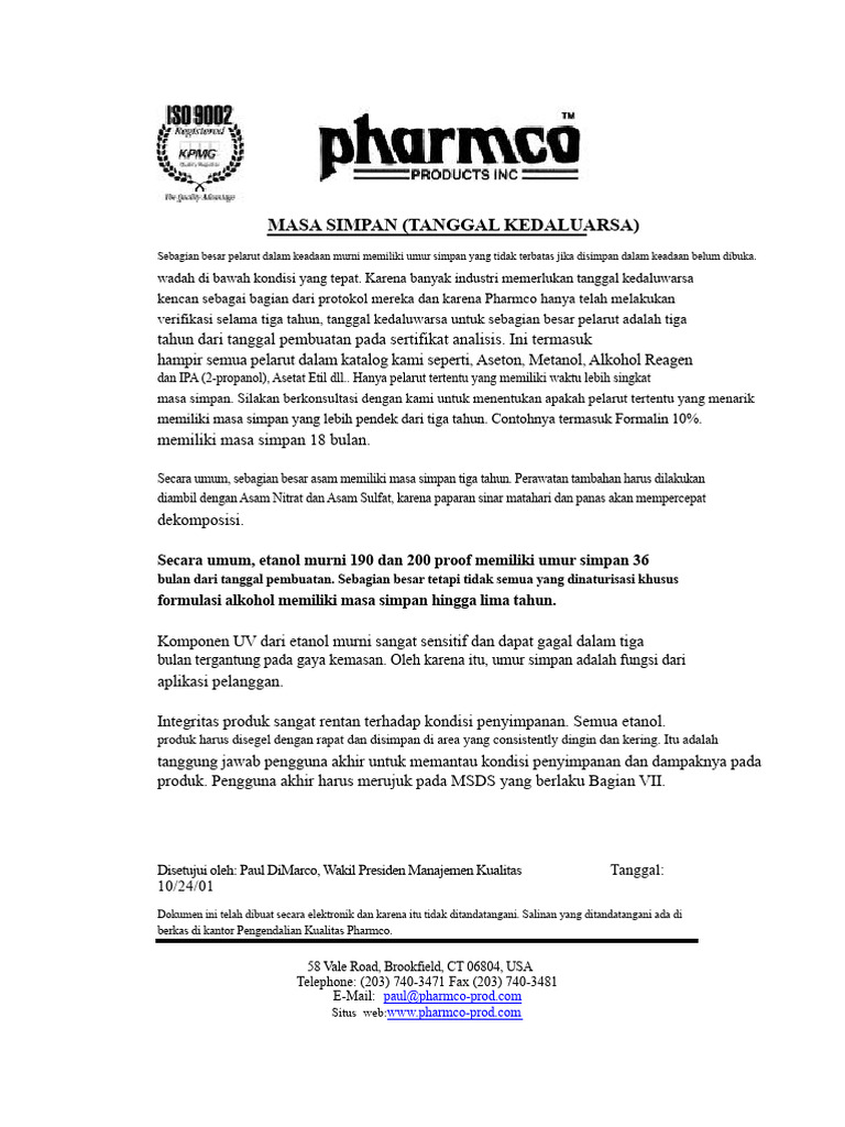 Tanggal Kedaluwarsa Pelarut Kimia | PDF