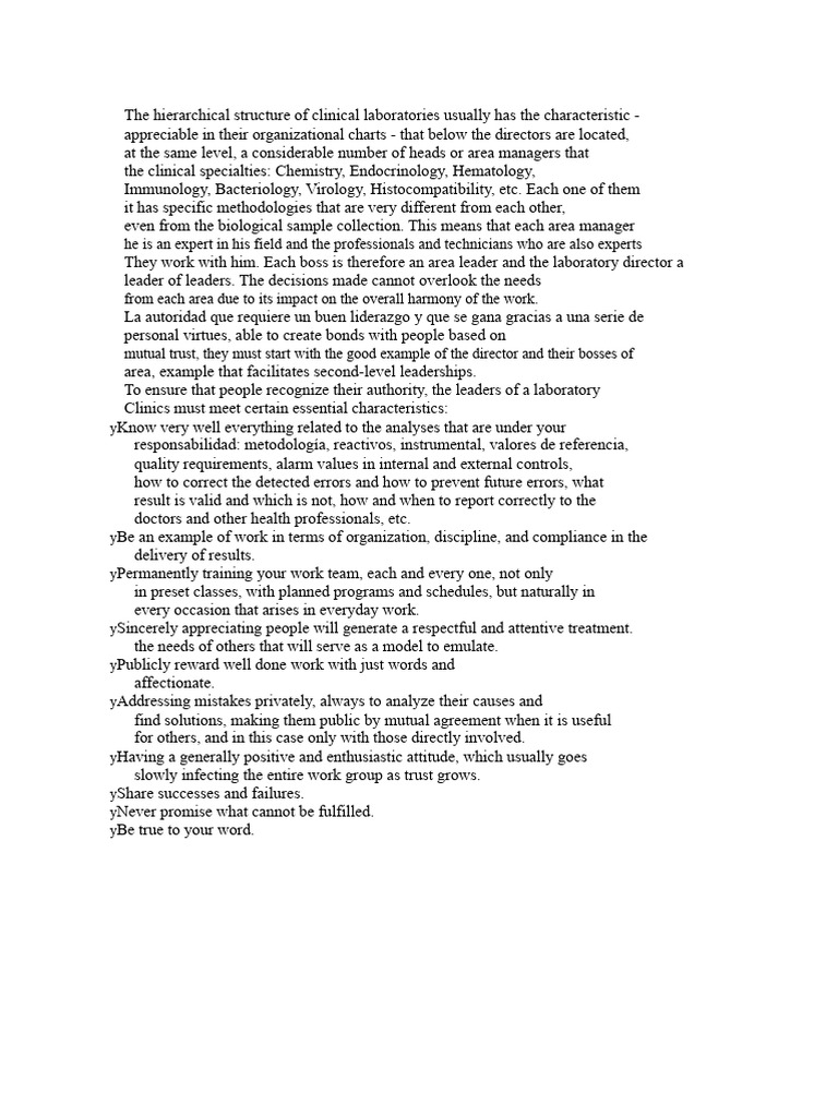 The Hierarchical Structure of Clinical Laboratories | PDF | Medicine ...
