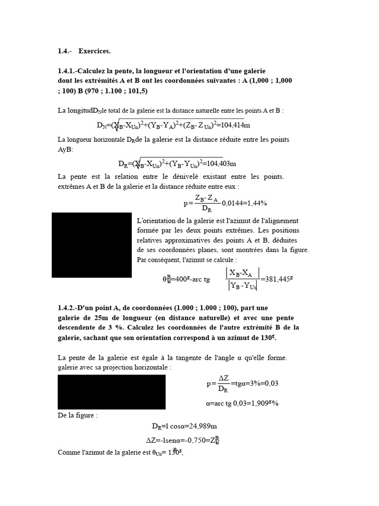 Calculs de galeries et puits en 3D | PDF | Trigonométrie | Paysage
