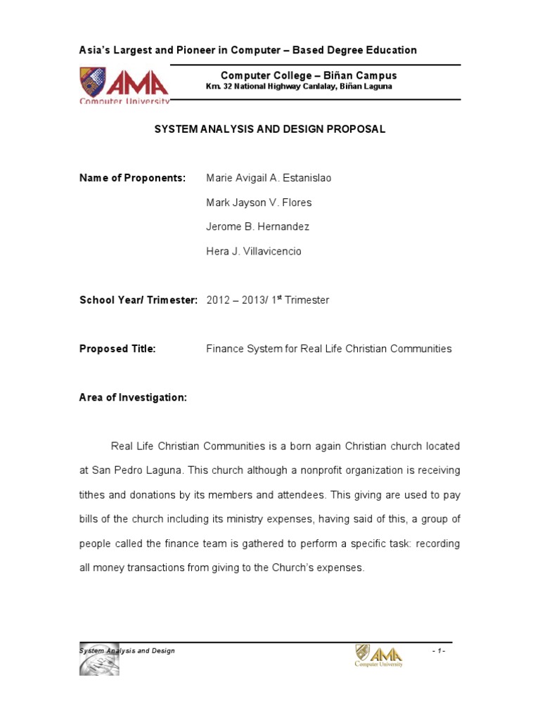 Finance System Proposal | PDF | Graphical User Interfaces | Databases