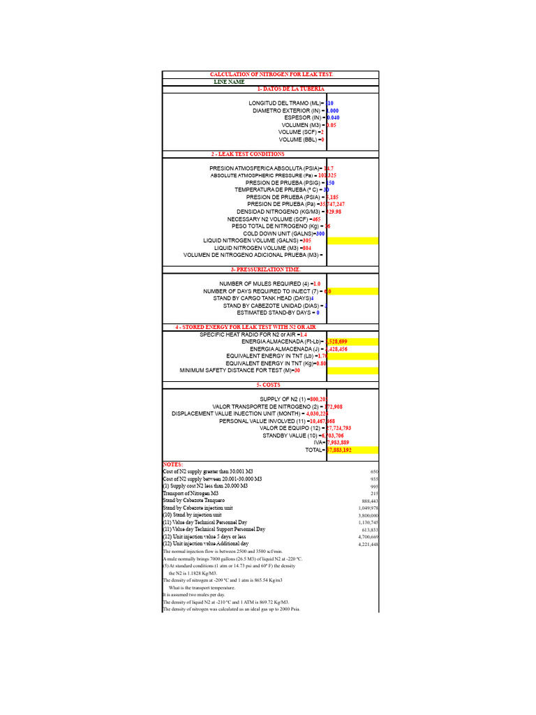 Nitrogen Calculation for Leak Testing | PDF | Density | Nitrogen