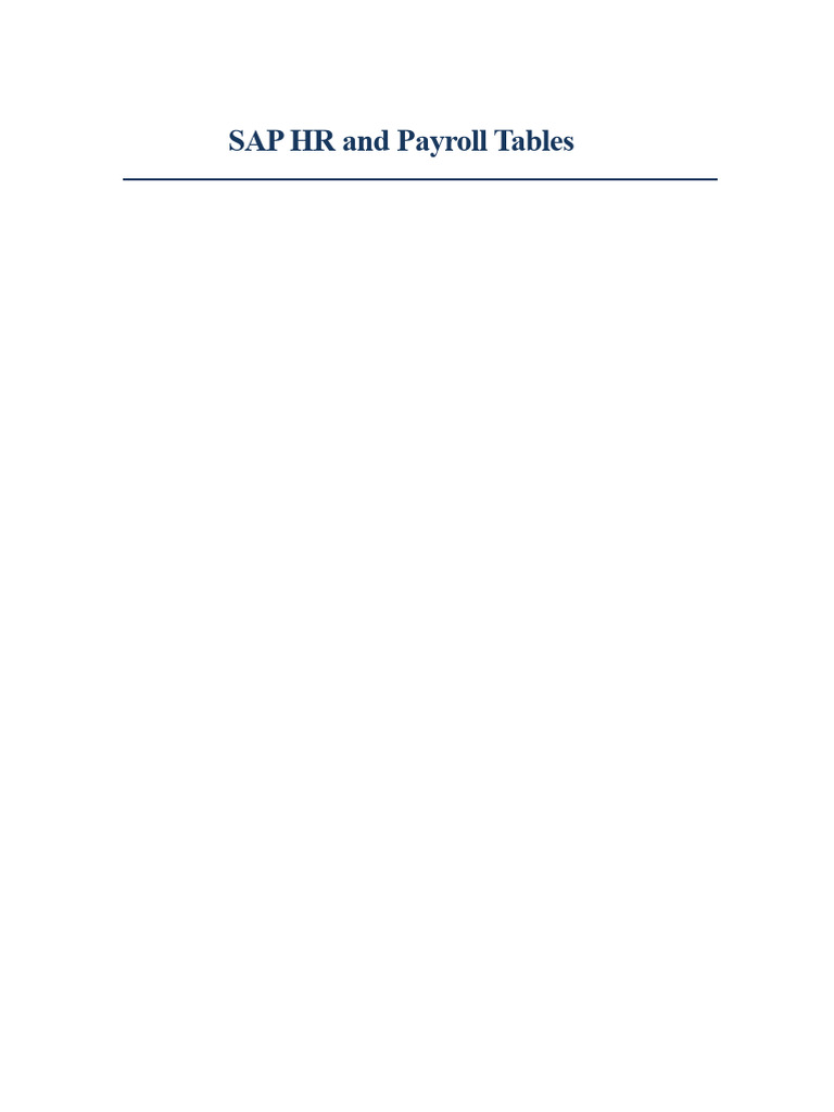 SAP HR and Payroll Tables | PDF