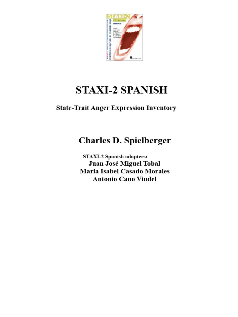 STAXI 2 manual_1-5 | PDF | Anger | Psychological Concepts
