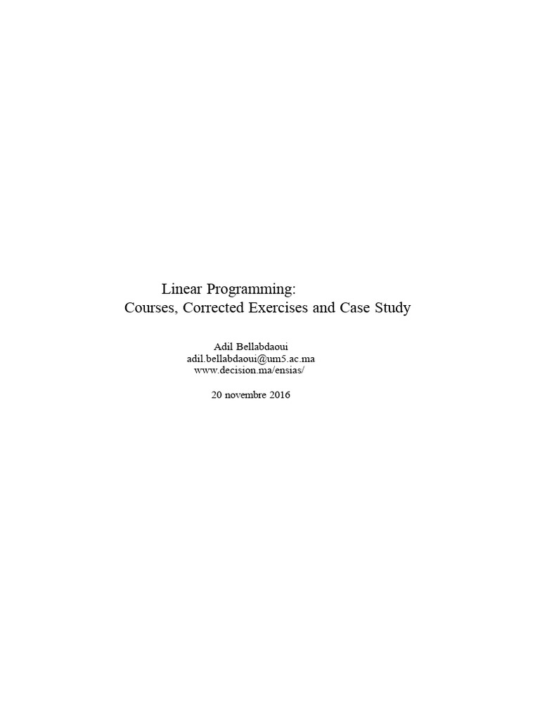 Linear Programming _ Course, Corrected Exercises | PDF | Linear Programming | Numerical Analysis