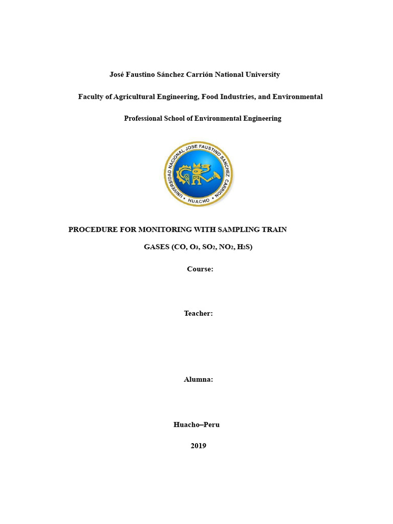 PROCEDURE FOR MONITORING WITH GAS SAMPLING TRAIN (CO, O3, SO2, NO2, H2S ...
