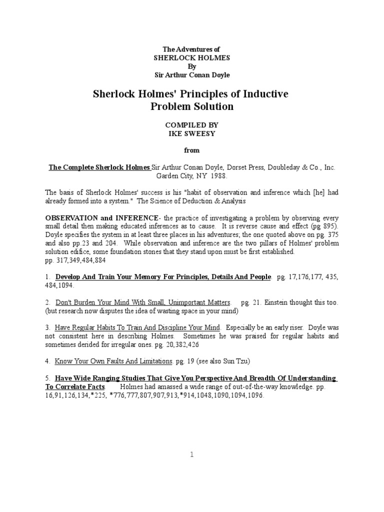 Sherlock Holmes' Problem-Solving Principles | PDF | Sherlock Holmes ...