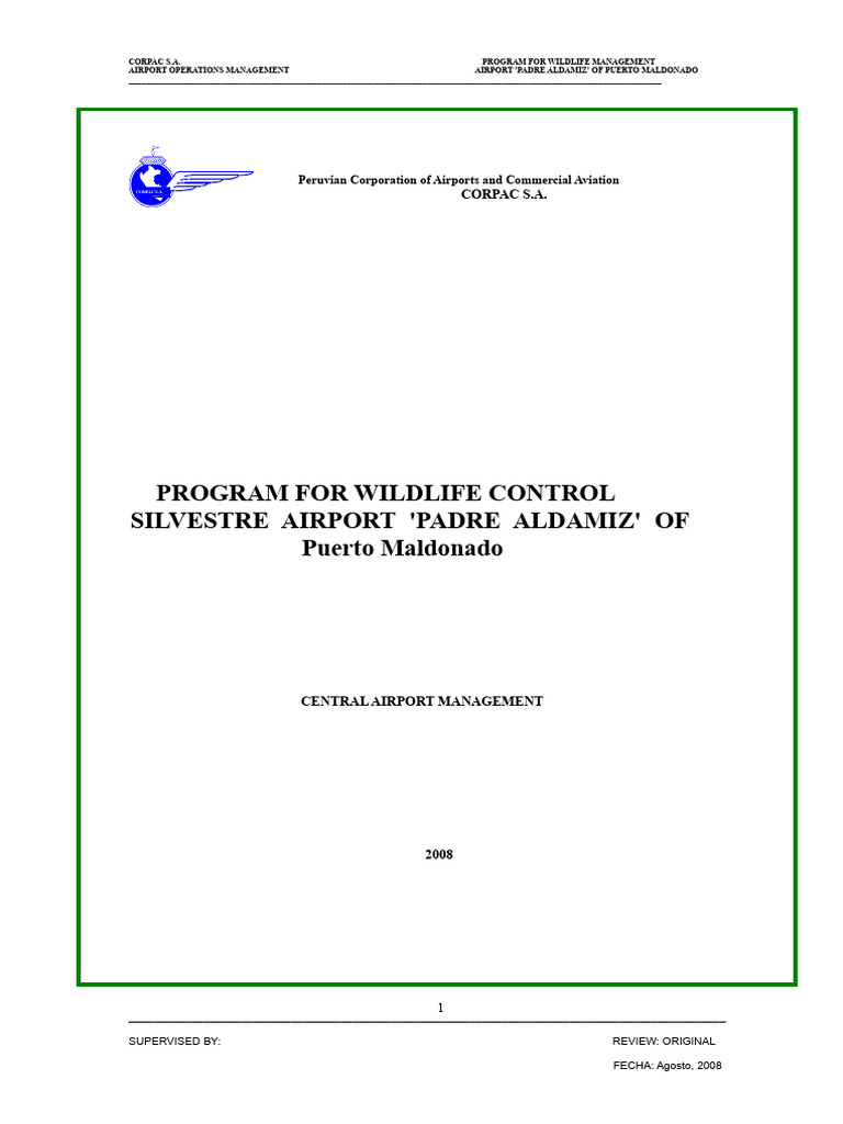 Wildlife Control Program at Airports | PDF | Safety | Aerodrome