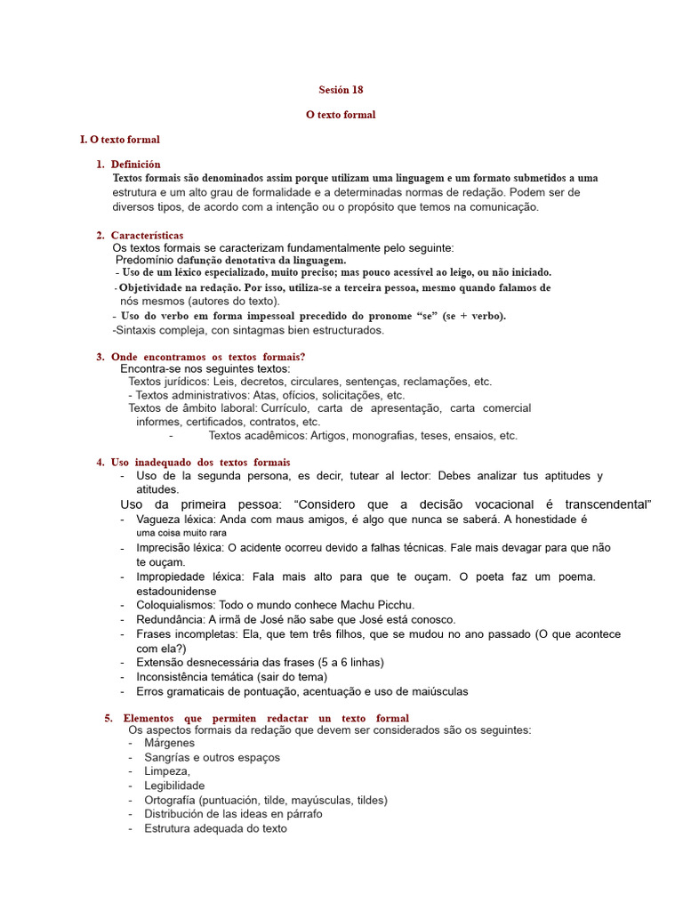 Características dos Textos Formais e Informais | PDF | Comunicação ...