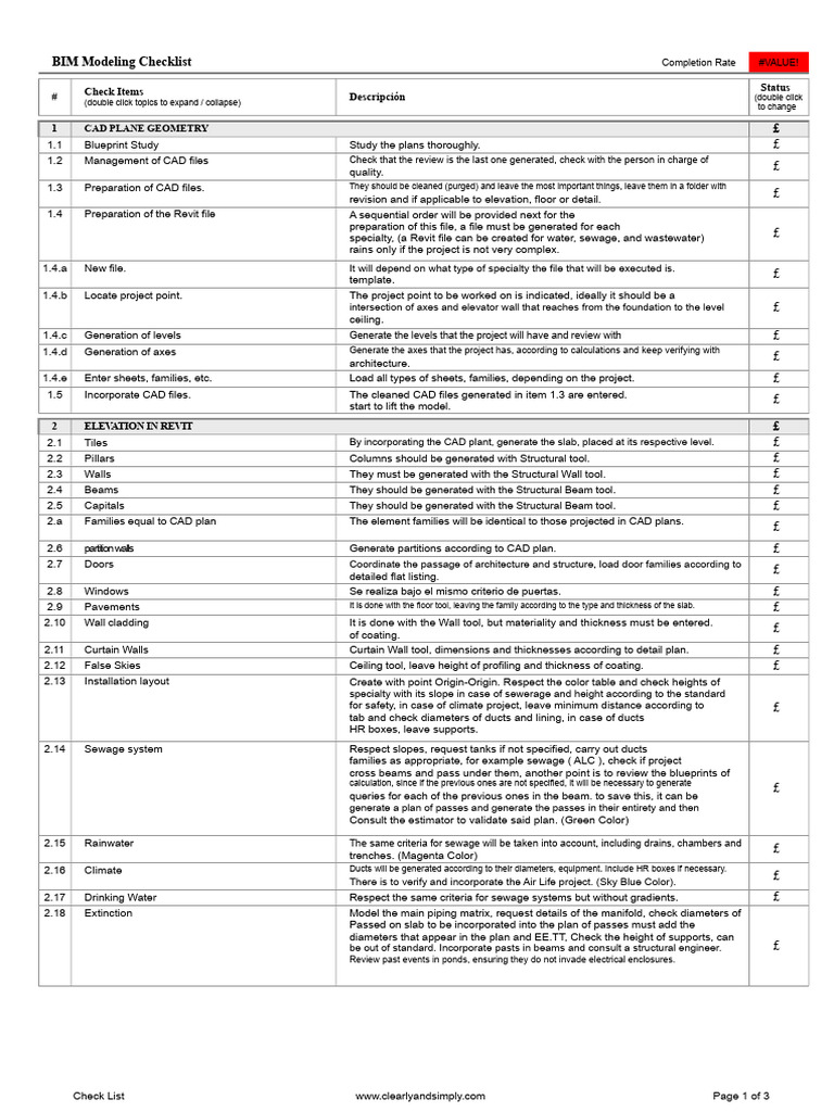 Checklist_ B.I.M | PDF | Wall | Computer Aided Design