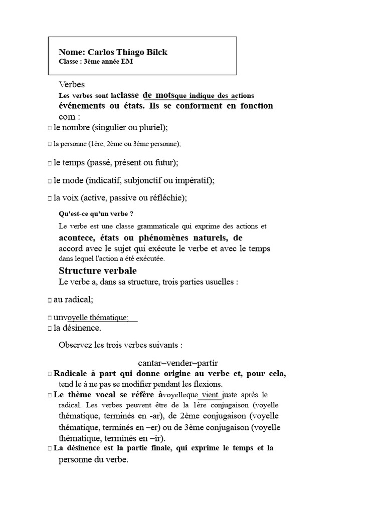 Comprendre les verbes en français | PDF | Verbe | Temps (grammaire)