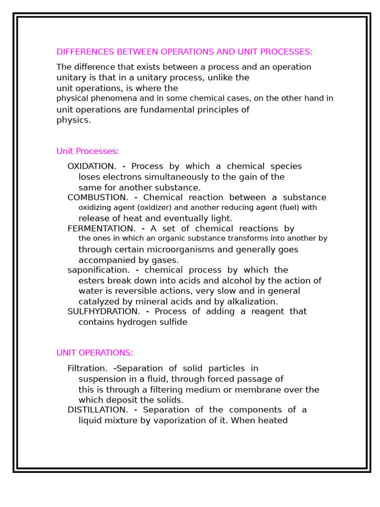 Operations vs. Unit Processes Explained | PDF | Pyrolysis | Combustion
