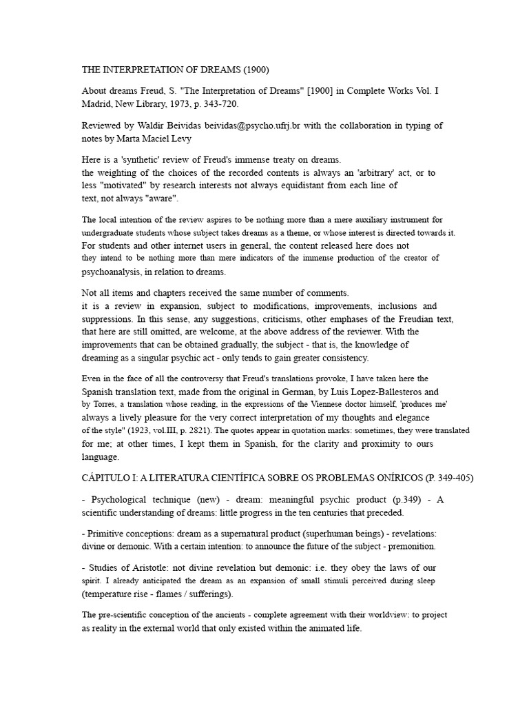 THE INTERPRETATION OF DREAMS | PDF | Dream | Sigmund Freud