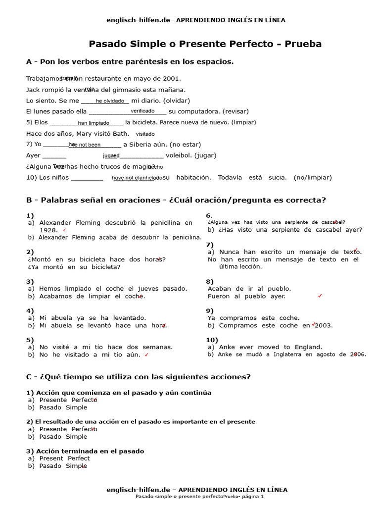 Presente Perfecto vs Pasado Simple | PDF