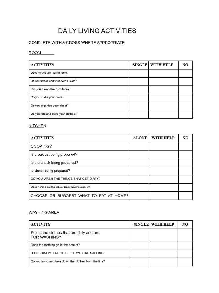 Daily Living Skills Assessment Guide | PDF | Clothing