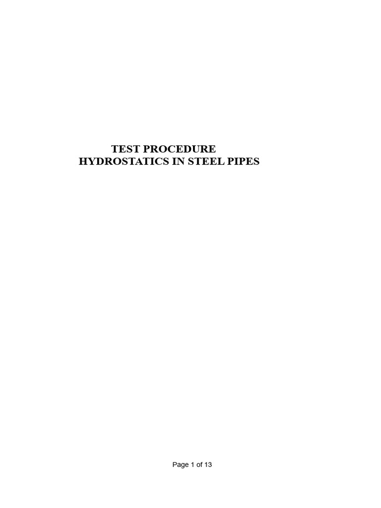 Hydrostatic Test on Steel Pipes | PDF | Leak | Pipe (Fluid Conveyance)