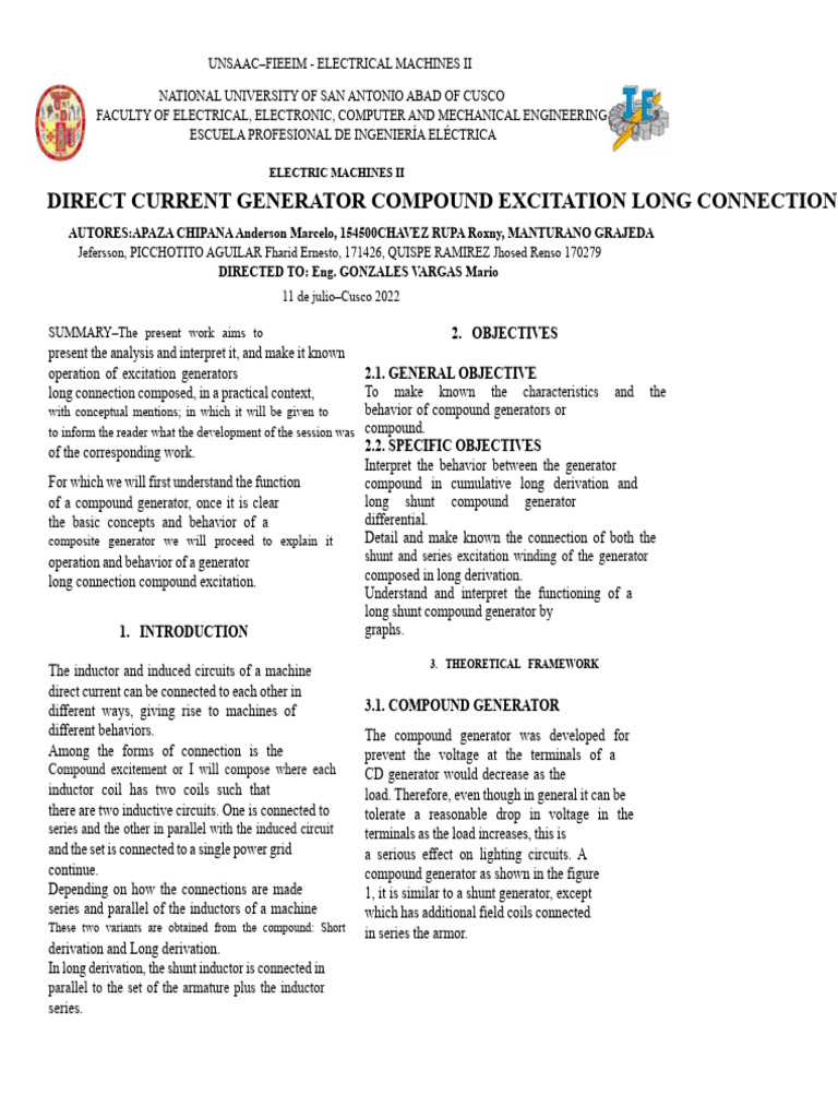 Compound Excitation in DC Generators | PDF | Electromagnetic Induction ...