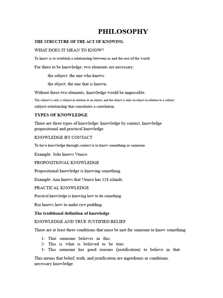 The Structure of The Act of Knowing | PDF | Knowledge | Skepticism