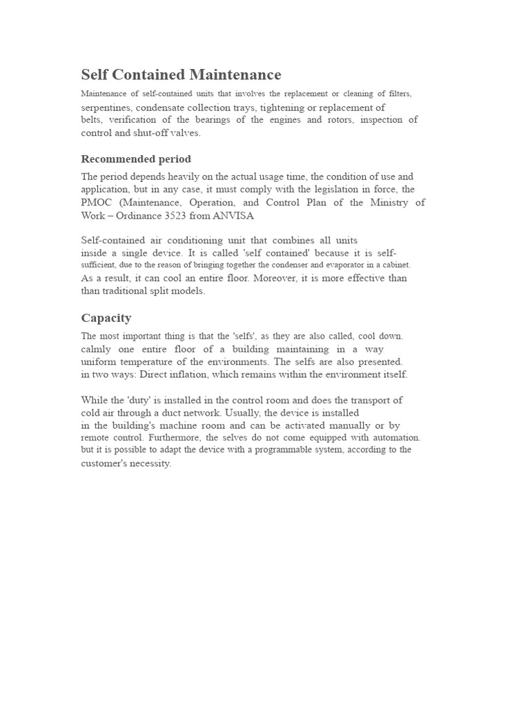 Self-Contained Unit Maintenance Guide | PDF | Air Conditioning ...