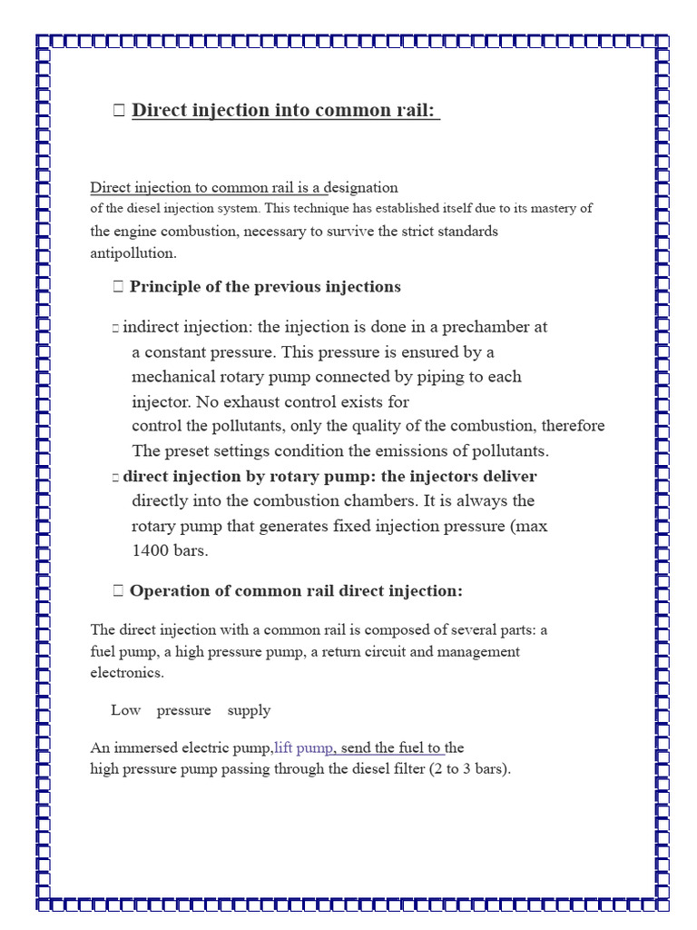 Direct Injection To Common Rail | PDF | Fuel Injection | Diesel Engine