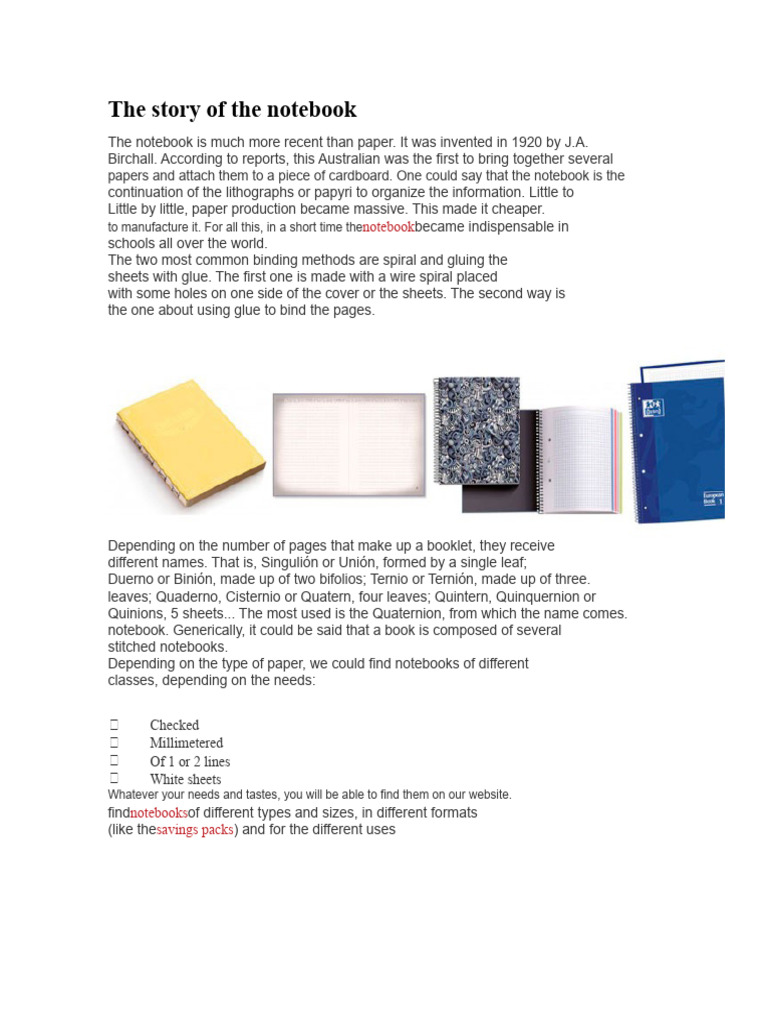 The story of the notebook | PDF