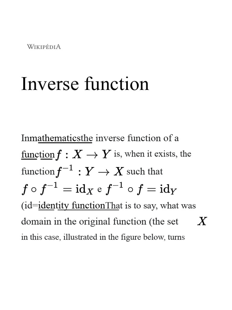 Inverse Function – Wikipedia, The Free Encyclopedia | PDF | Function (Mathematics ...