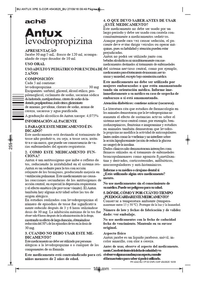 Instrucciones Paciente Antux | PDF | Medicamentos con receta ...