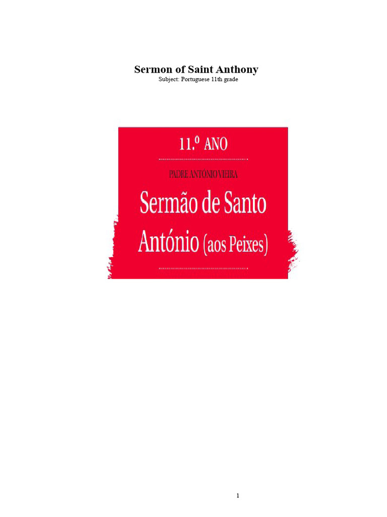 Sermon of Saint Anthony To The Fish | PDF