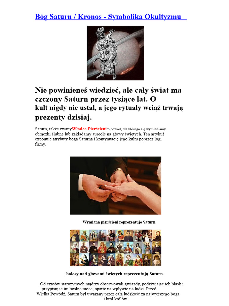 Bóg Saturn / Kronos - Symbolika Okultyzmu | PDF