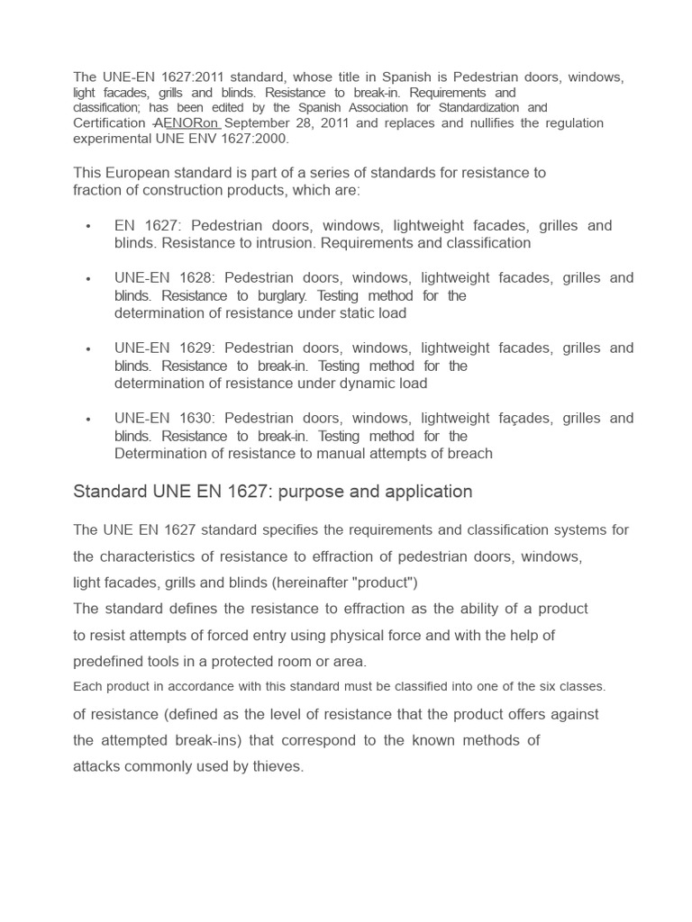 Standard UNE_EN 1627 2011 | PDF | Drill | Theft