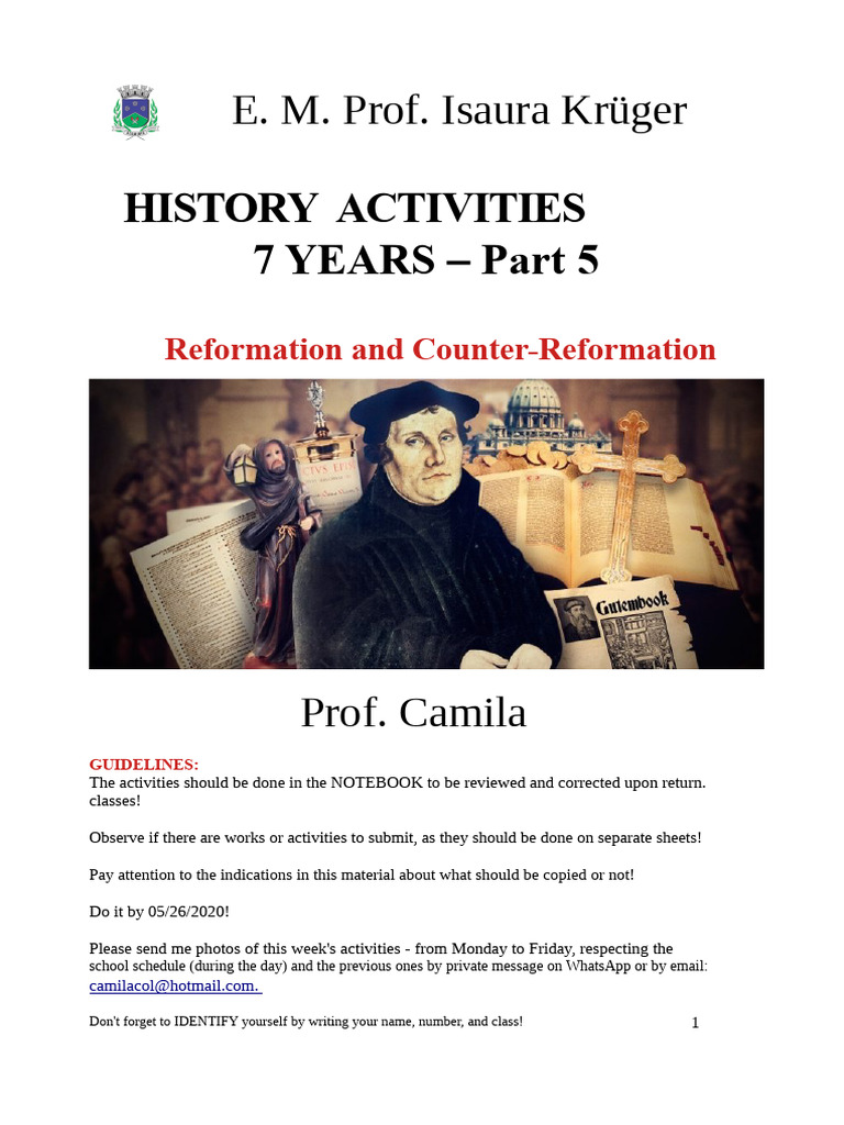 7th Year Activity History 7th Year 5 Reformation and Counter ...