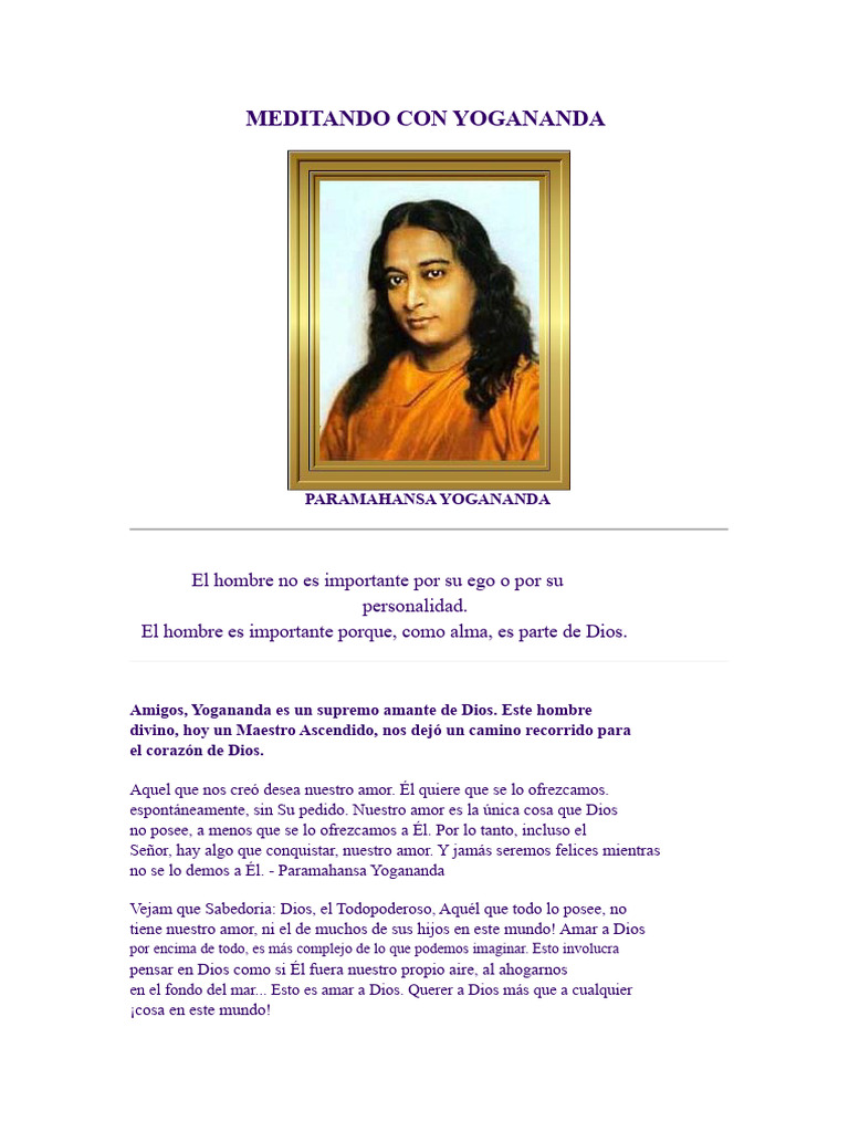 Meditación y Amor a Dios con Yogananda | PDF | Amor | Paramahansa Yogananda