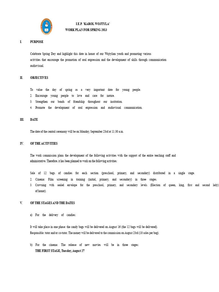 Spring work plan | PDF