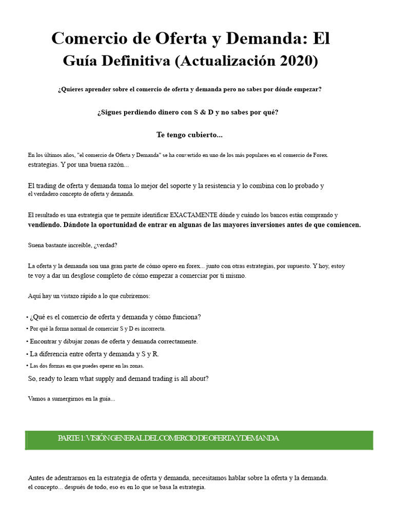 Guía de Comercio de Oferta y Demanda | PDF | Oferta (economía) | Oferta ...