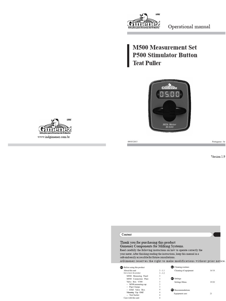 M500 Milking System Operational Manual | PDF | Electrical Connector | Water