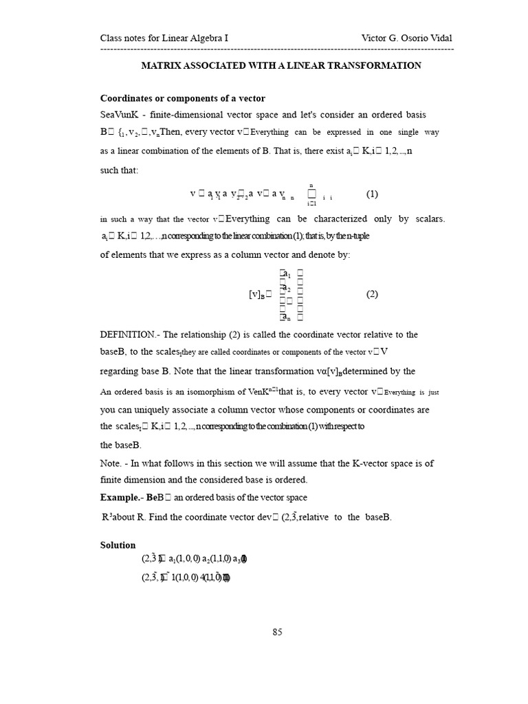Matrix Associated With A Linear Transformation | PDF | Linear Map ...
