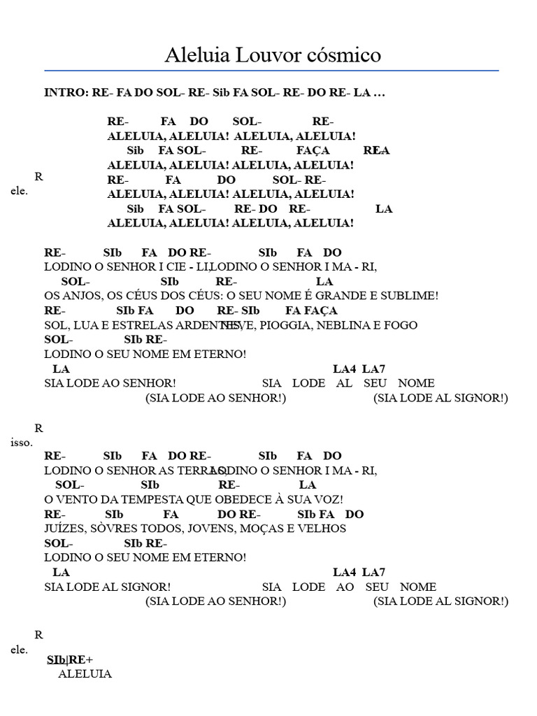 Louvor Cósmico: Letra e Acordes | PDF