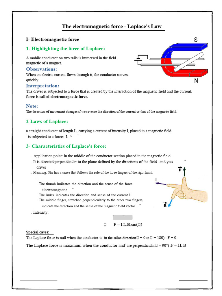 The electromagnetic force - Laplace's Law | PDF | Magnetic Field | Force