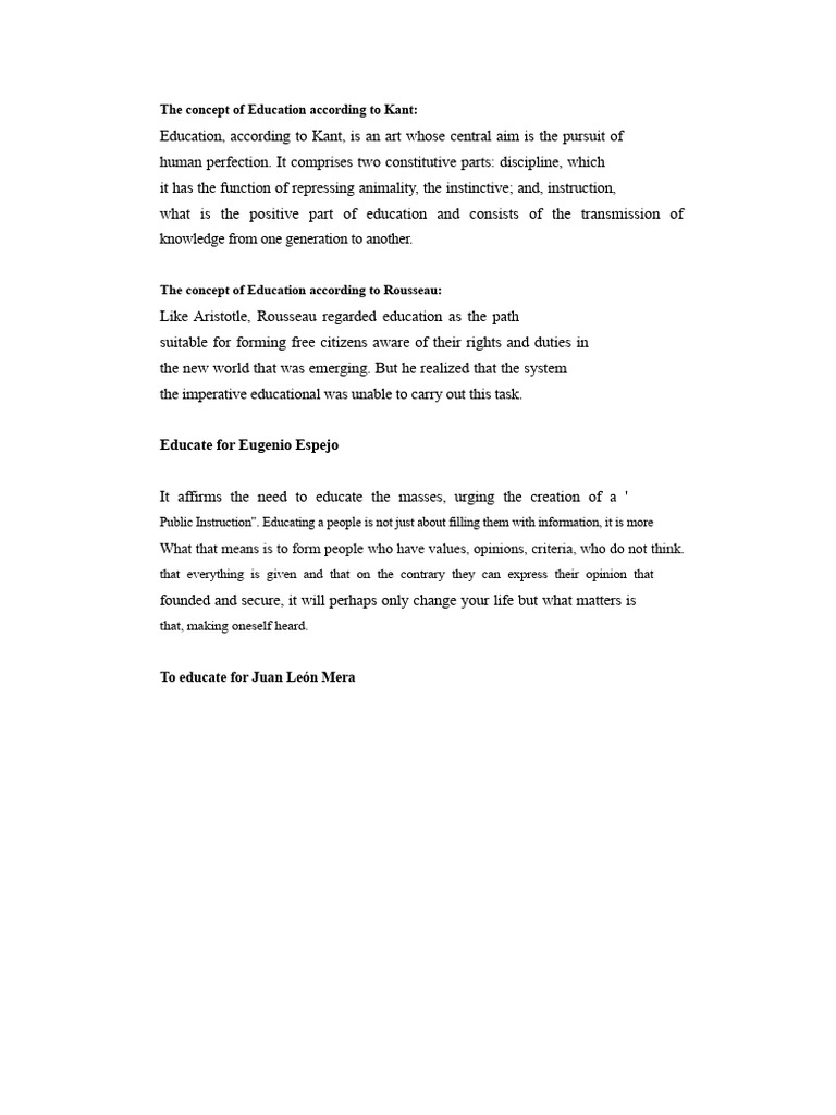 The Concept of Education in Kant | PDF | Immanuel Kant | Jean Jacques ...